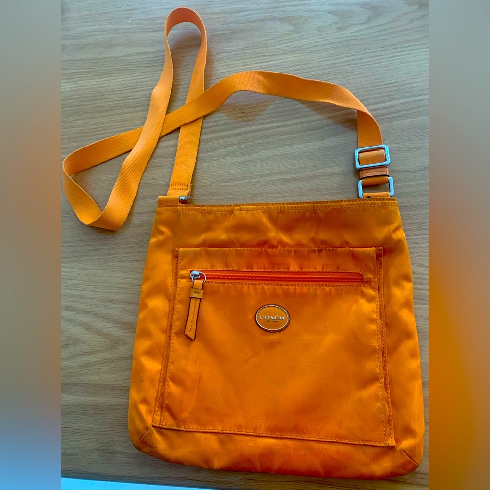 Coach Orange Signature Nylon Crossbody Bag.Some Dirt … - Gem